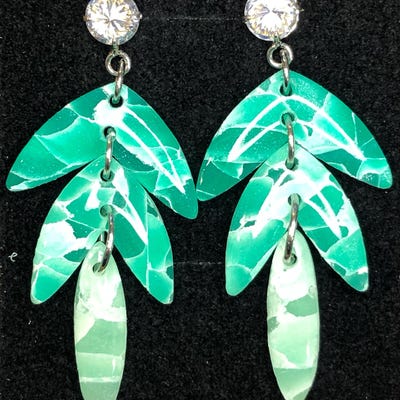 Moss Green and Rose Gold Marble Translucent Earrings Handmade Polymer ...