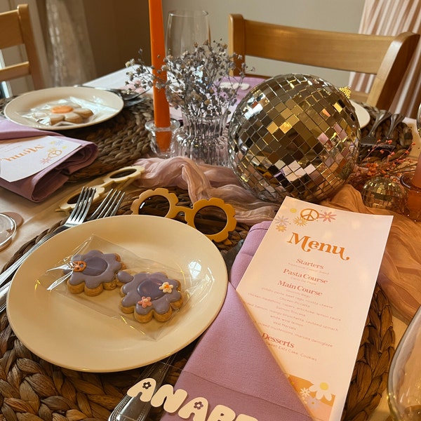 Disco Menu Template, Retro Wedding Menu Template, 70s Disco Ball ...