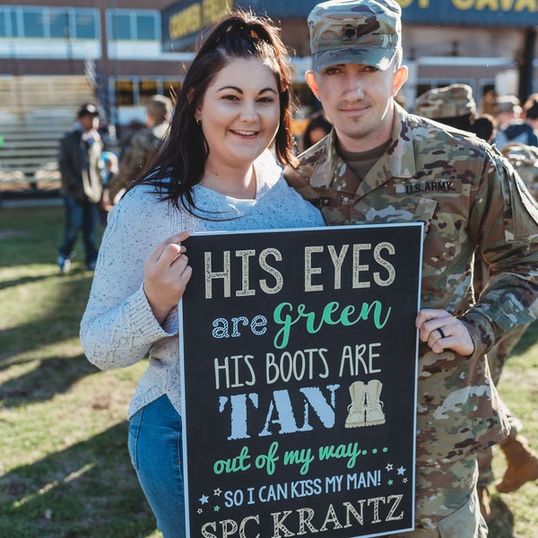 Welcome Home Wife Spouse Husband Sign Camo Military Homecoming Back ...