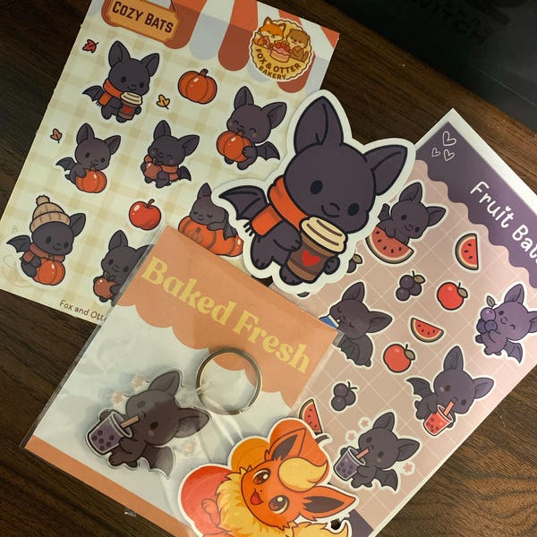 Kawaii Fruit Bats Sticker Sheet – Laminated Journaling Stickers - Etsy