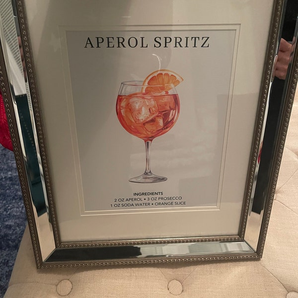 Hugo Spritz Art Print | St Germain Bar Cart Decor | Cocktail Art Poster ...