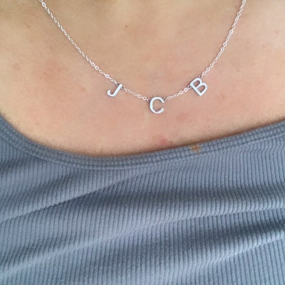 Three Initial Necklace Initials Necklace Personalized Necklace With 3 ...