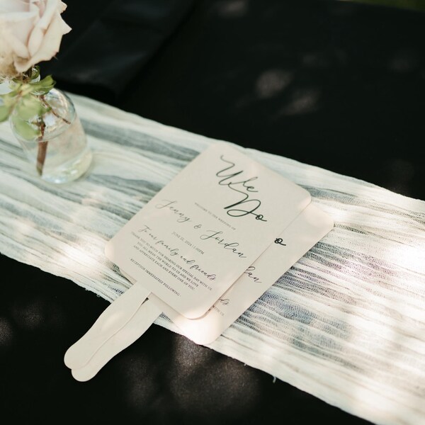 We Do Wedding Program Fans Navy and White - Wooden Sticks Included ...