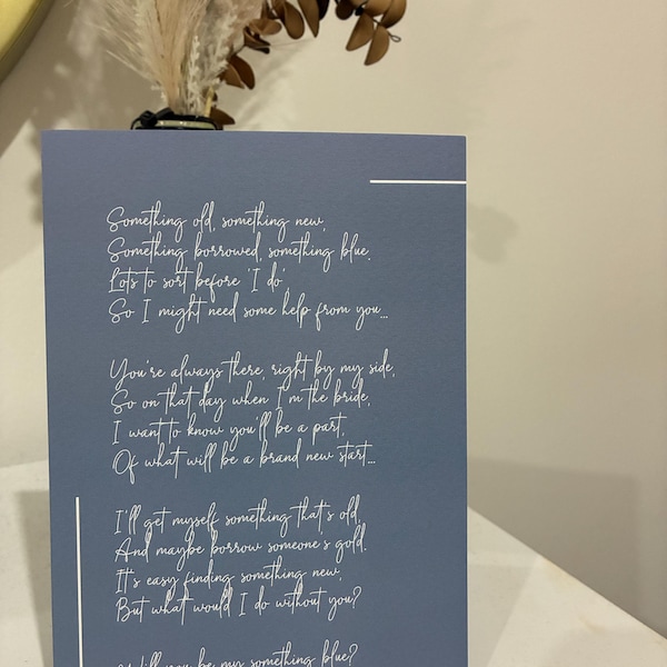 Will You Be My Something Blue? Poem, 5x7