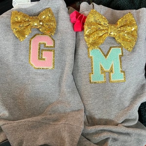 Personalized Kids Embroidered Sweatshirt With Chenille Patch Initial, Toddler Girl Gift for ...