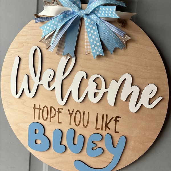 Blue Door Hanger - Bluey Decor - Home Door - Handmade Signs - Etsy