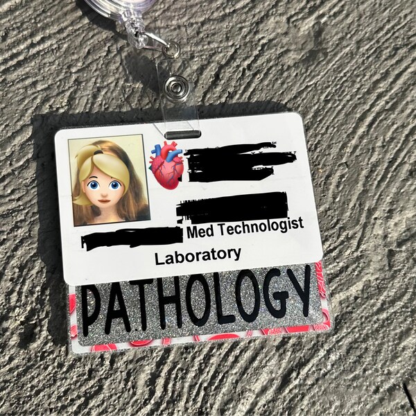 Lab Badge Buddy, Blood Splatter Badge Buddy, Customizable Acrylic ...