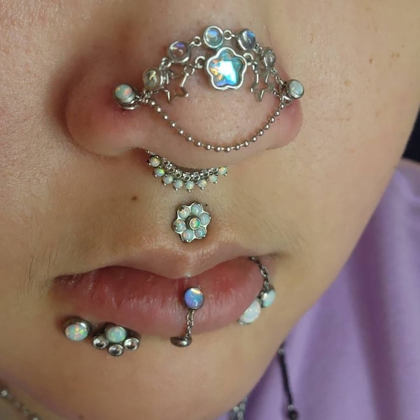 Triple Nose Chain,nose Piercing Chain,nose Chain, Nostril Chain ...