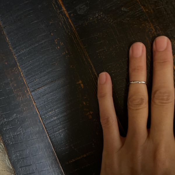 Thin Minimalist High Polished Simple Plain Silver Ring Band / Stackable Engagement Promise ...