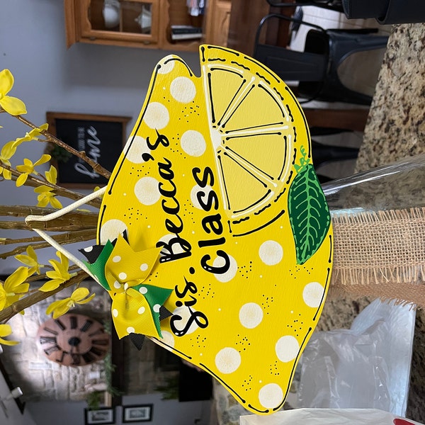 Personalized LEMON TEACHER SIGN Class Classroom Name Room Door Plaque ...