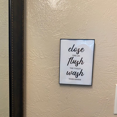 Cute Bathroom Sign Printable Decor Close Lid Flush Toilet Wash Your ...