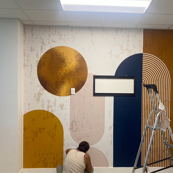 Arch Wall Wallpaper, Abstract Shape and Line Art, Semicircle Wall ...