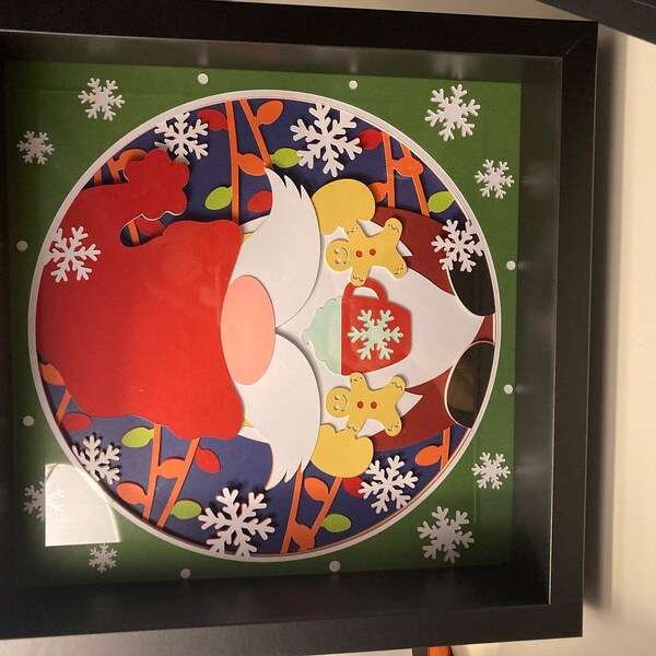 Christmas Gnome 3D Shadow Box SVG/ Cute Gnome Shadow Box/ Christmas ...