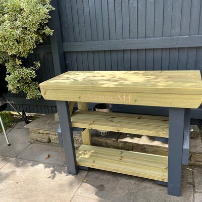 Indoor/outdoor Wooden Workbench. Garden Work Table. Bbq/pizza Oven ...