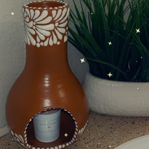 Mini Hand Painted Clay Chiminea, Daisy Mini Chimenea, Insense Burner ...