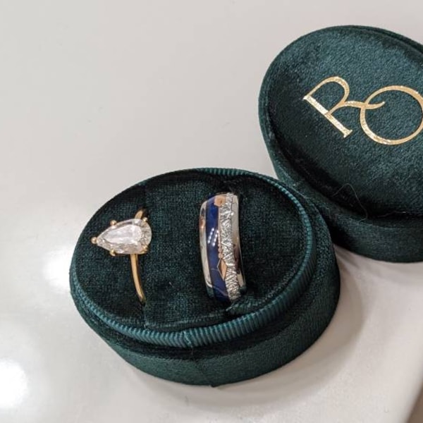 Custom Velvet Ring Box White | Custom Wedding Ring Box, Triple Slot ...