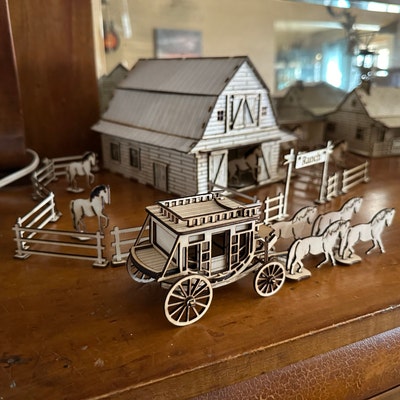 Laser Cut Files Wild West Stagecoach SVG XCS Dxf Ready for Lightburn ...