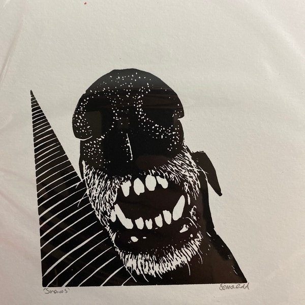 Greyhound Signed Original Lino Print - Snaws (teefs) - Etsy