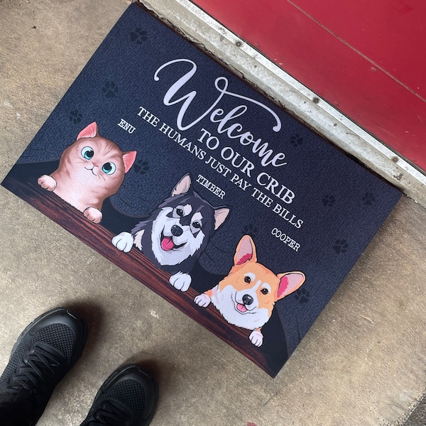 Personalized Pet Doormat, Custom Dog Cat Doormat, Pet Welcome Mat ...