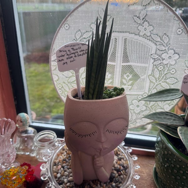 Baby Kissing Mommy Face Planter Potdouble Heads Flowerpot Female Statue ...