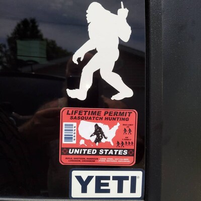 USA Bigfoot Sasquatch Hunting Permit Funny Sticker Glossy or ...