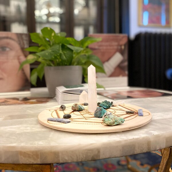 Metatron's Cube Crystal Grid Board, Wood Crystal Grid Board, Sacred ...