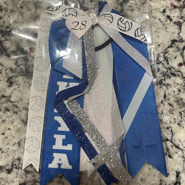 Team Streamers, Volleyball Bow, Sports Bows, Volleyball Team Hair Ties ...