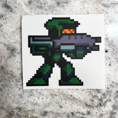 Green Master Chief gun From Halo 8-bit Vinyl Decal - Etsy