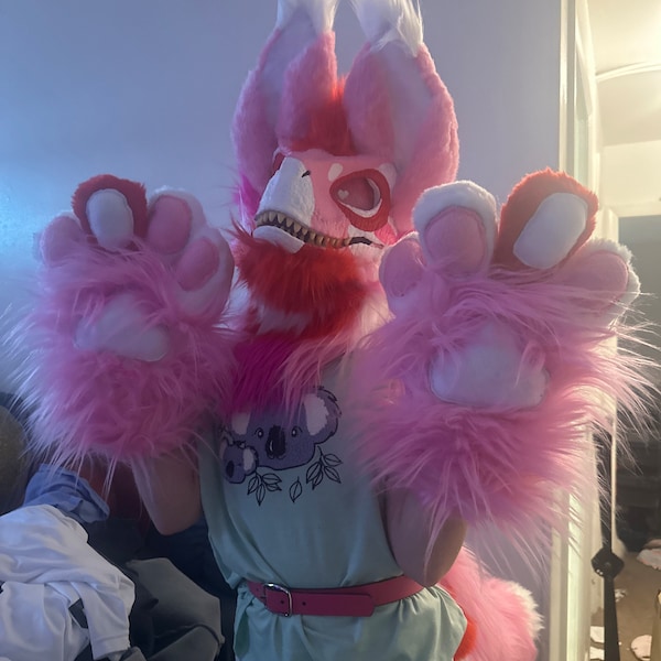 Red Clown Dino Cow Mini Partial Fursuit - Etsy