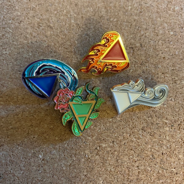 Four Elements Alchemical Enamel Pin Set // Alchemy Symbol Lapel Pin ...