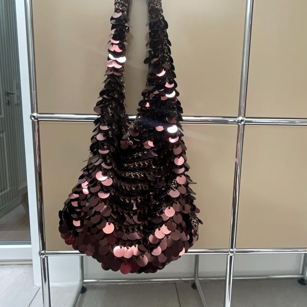 Luxury Bag,knitted Sequin Sparkle Bag, Handmade Sequin Bag, Sequin Mesh ...