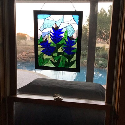 Stained Glass Mosaic Columbines Window Suncatcher - Etsy