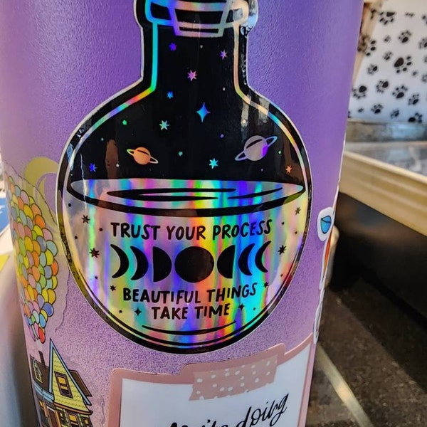 Trust Your Process Holographic Mystical Potion Bottle Sticker Galaxy ...