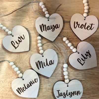 Wooden Flower Name Tag // Engraved Flower Name Tag // Flower - Etsy