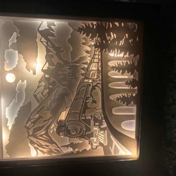 3d Old Train Silhouette, Shadow Box Templates, Paper Cut, Files for ...