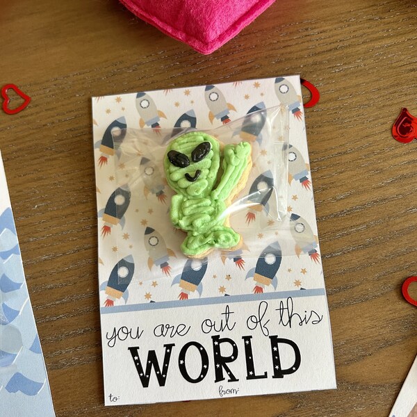 Printable Mini Cookie Card - 3.5" X 5" Happy Valentine's Day Rockets ...