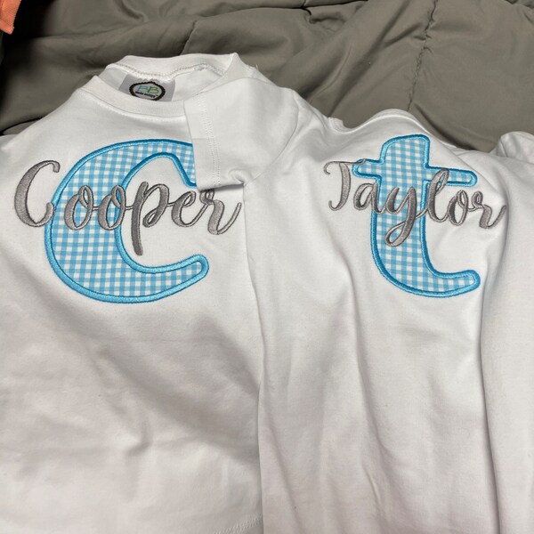 Personalized Embroidered Applique Bodysuit, Monogramed Baby Boy Shirt ...
