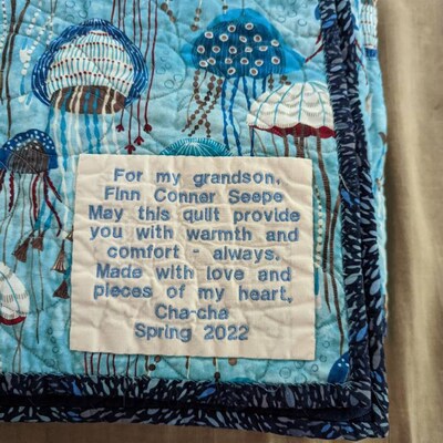 Machine Embroidered Personalized Quilt Label - Etsy