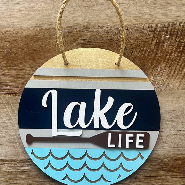 Lake Life Round Sign, Summer Decor SVG, Lake Sign SVG, Round Wood Sign ...