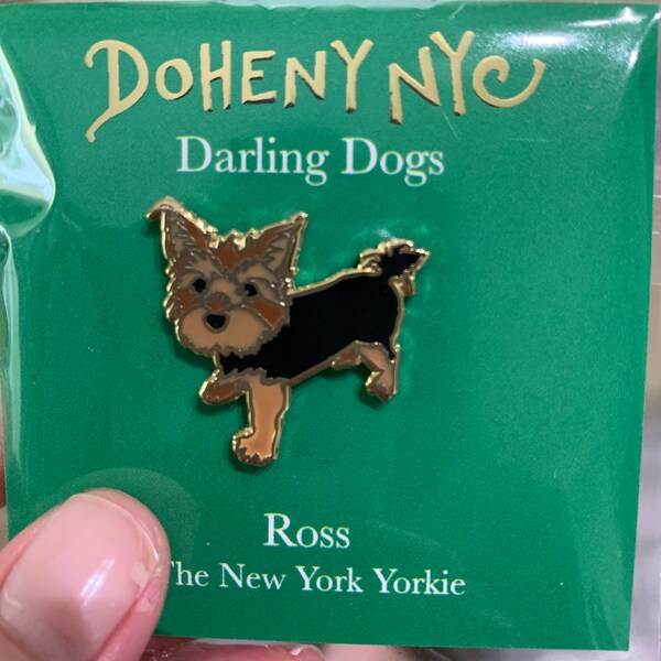 Yorkie Yorkshire Terrier Pin | Ross the New York Yorkie Hard Enamel Pin ...