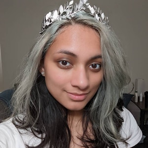 Edwardian Mini Tiara, Silver Vintage Tiara, Leaf Tiara, Flower Crown ...