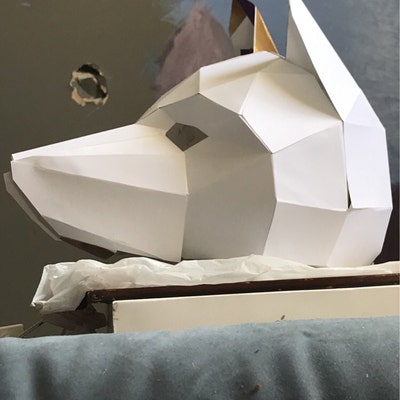 Fox Mask, 3D Papercraft Mask Template, Low Poly Paper Mask, Unique ...