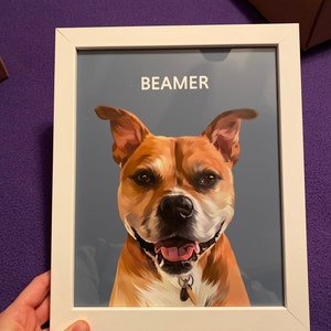Custom Pet Portrait Framed Dog Portrait Digital Dog Art Pet Commission ...