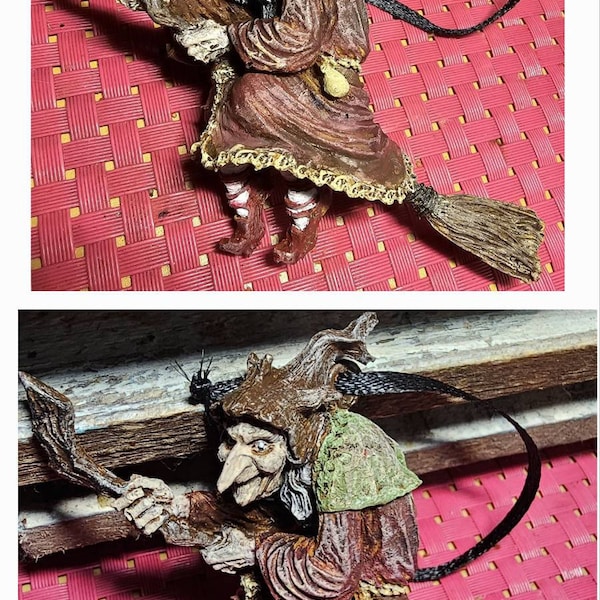 La Befana the Witch Ornament, Hand Painted Resin Sculpture |rustic ...