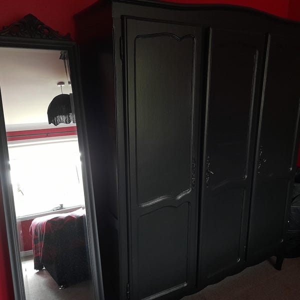 Vintage French Shabby Chic Painted Armoire 2 Door Wardrobe Breakdown ...