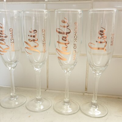 Personalised Glass / Glass With Name and Role / Wedding / Champagne ...