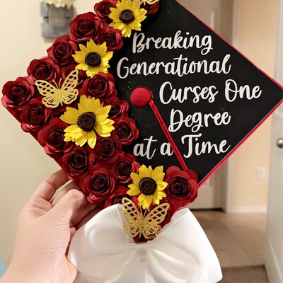 Graduation Cap Topper With 3D Sunflowers and Butterflies Graduation Cap ...