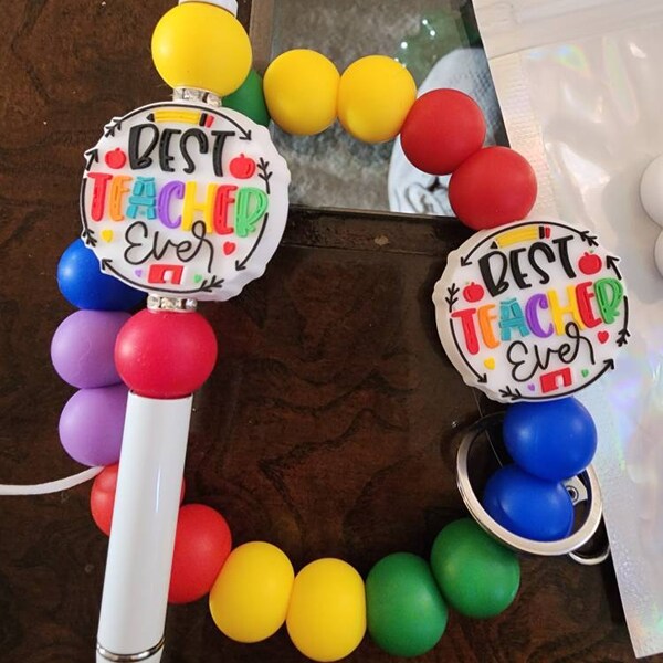 30mm*30mm, Best Teacher Ever, Teacher Beads, Focal Beads, Focal ...