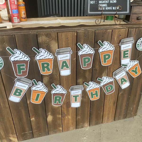 Instant Download- Starbucks Banner- Starbucks Frappe Birthday Banner ...