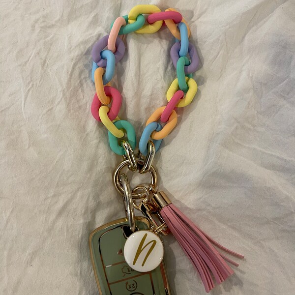 Personalized Chunky Chain Link Wristlet Keychain, Personalized Gift ...